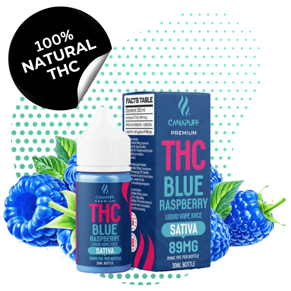 THC Liquid 89mg - Blue Raspberry, bold flavor & effects