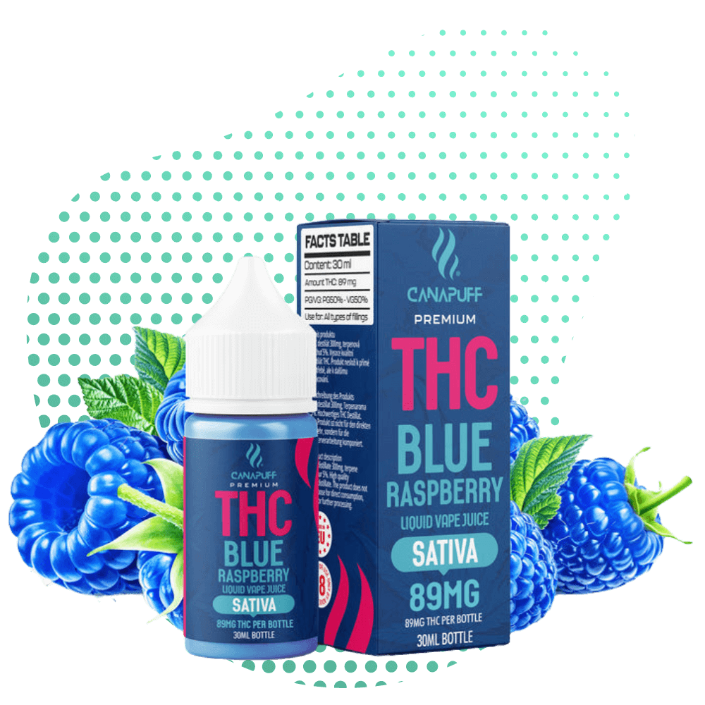 THC Liquid 89mg - Blue Raspberry, bold flavor & effects